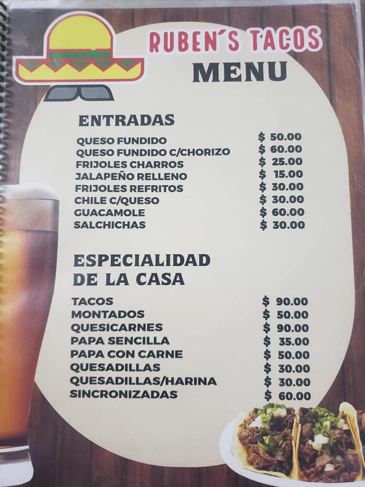 Carta del restaurante Ruben's Tacos, Ciudad Camargo