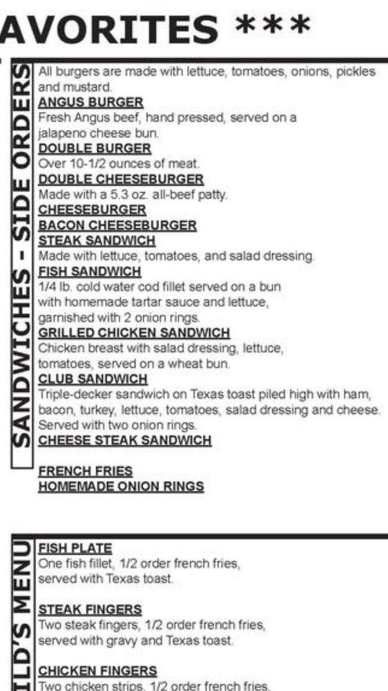 Menu at Diamond S Restaurant, Brazoria