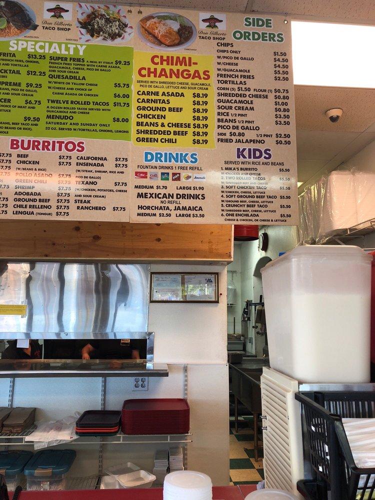 Menu at Don Gilberto Mexican Food restaurant, Montrose, S Townsend Ave ...