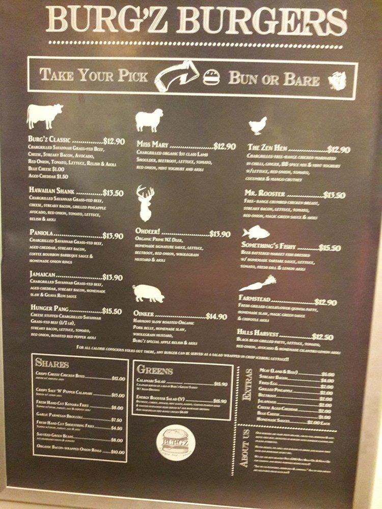 Menu at Elliott Stables cafe, Auckland