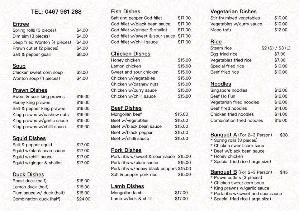 Menu at Tony's Kitchen restaurant, Earlville