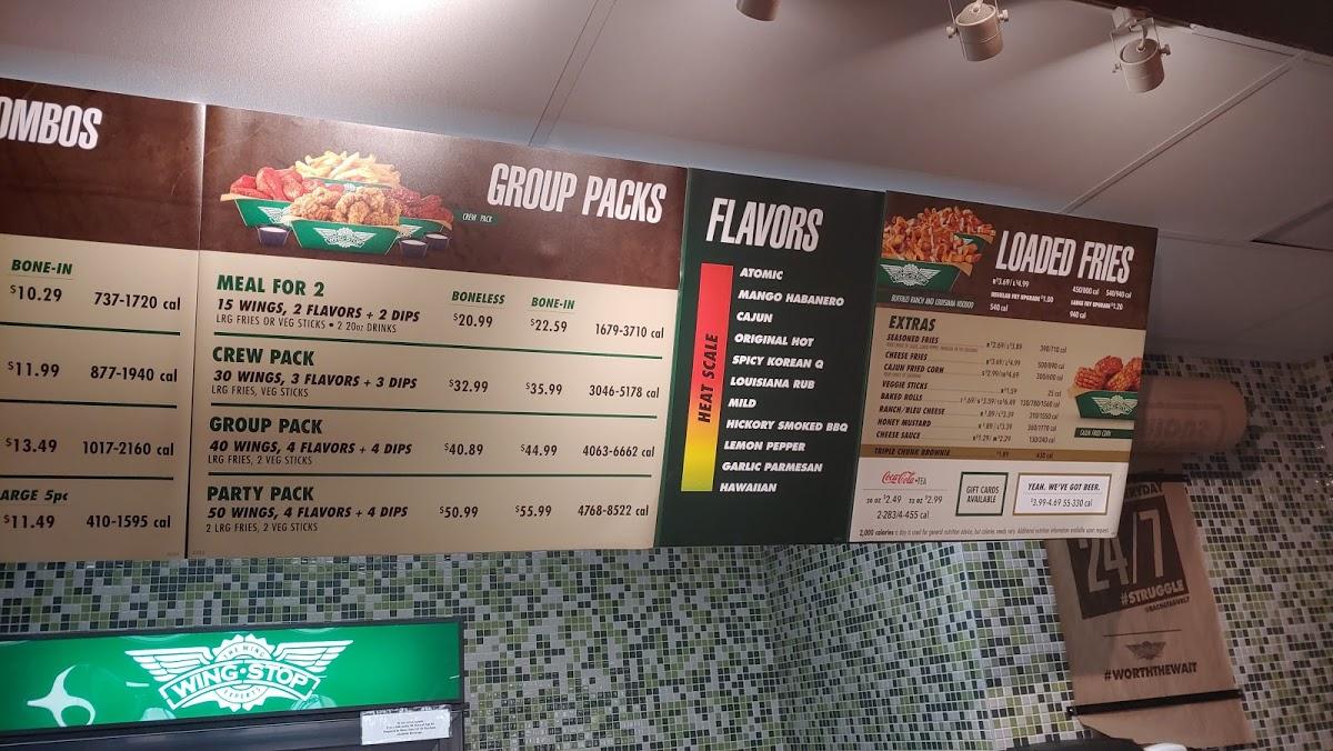 Menu at Wingstop restaurant, Edwards Air Force Base