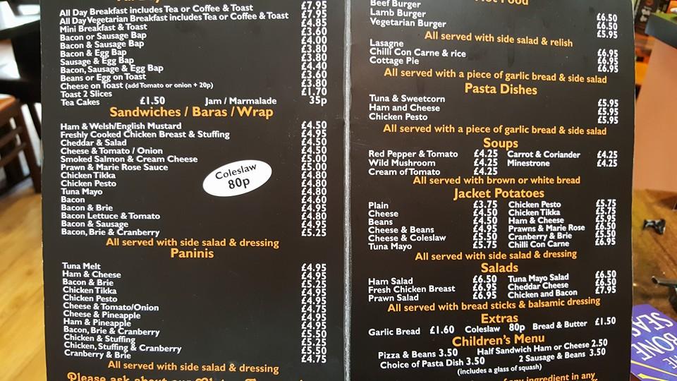 Menu at Ambassadors Cafe, Aberaeron, 4 Alban Square