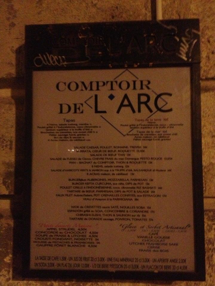 Menu at Comptoir de l'Arc cafe, Montpellier, Pl. de la Canourgue