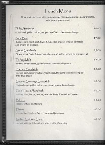 Menu at Elvis's Bar & Grill, Pendleton