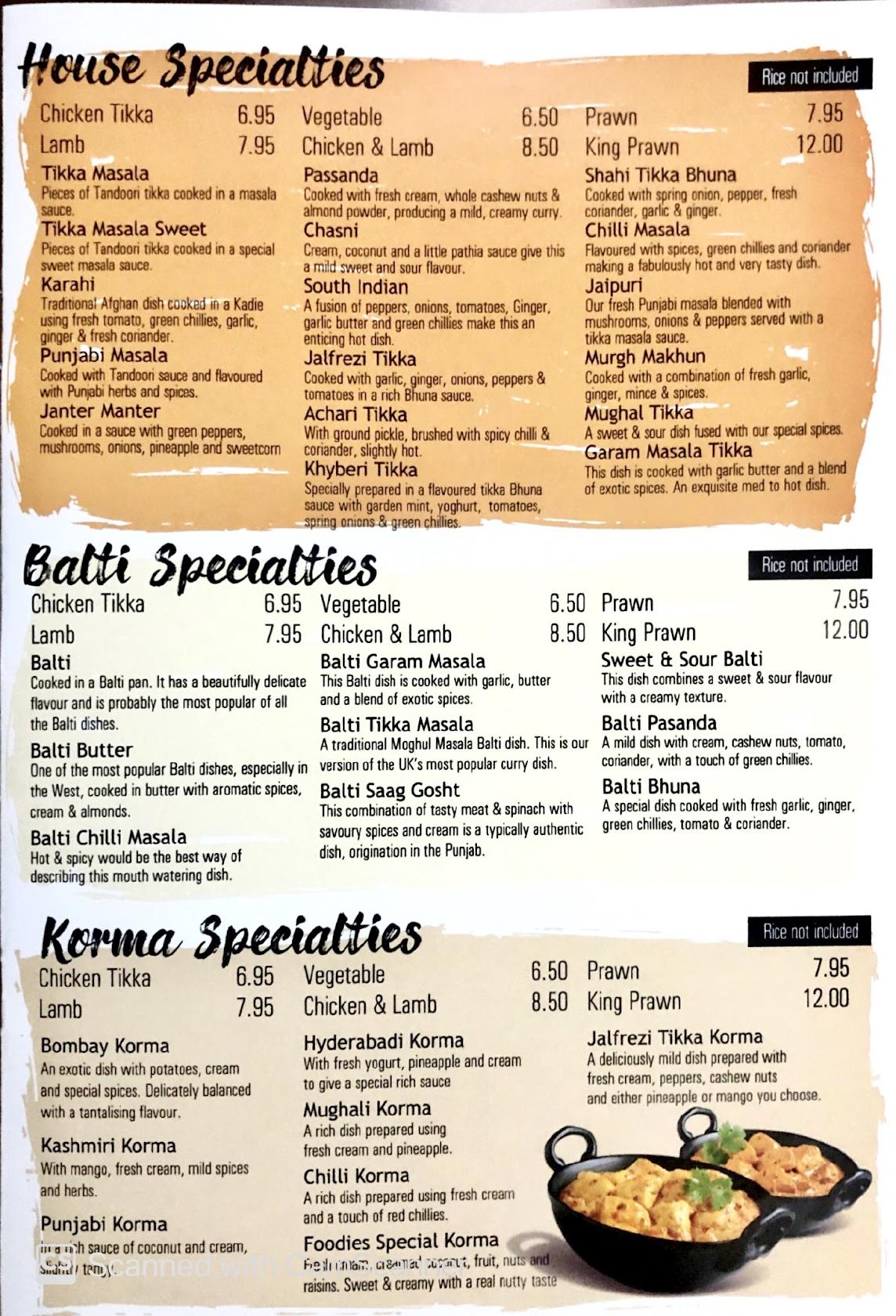 Menu at Foodies Indian restaurant & takeaway, Arbroath