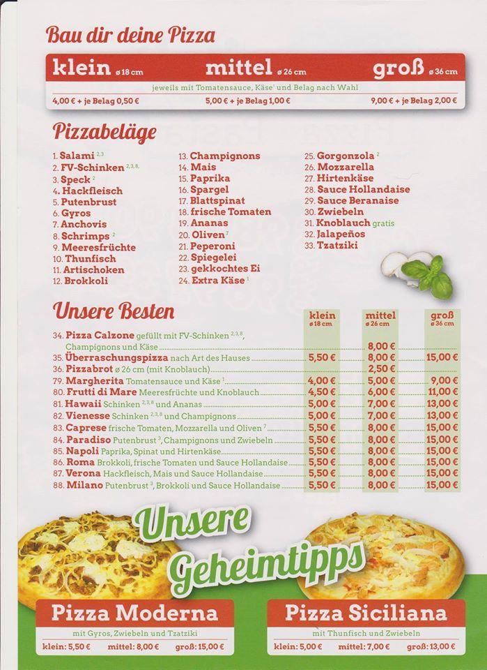 Speisekarte von Remini pizza, Großenwiehe
