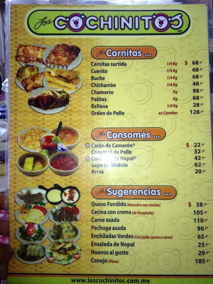 Carta de Restaurante Los Cochinitos, Chalco de Díaz Covarrubias, México ...