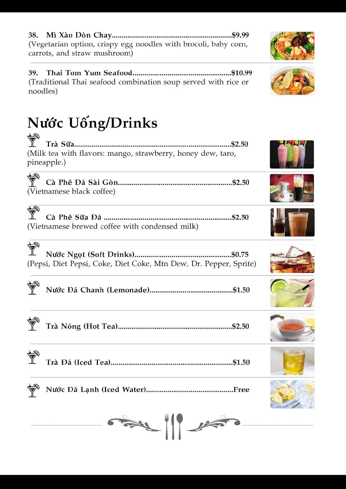 Menu at Saigon's Corner Restaurant, Garden City