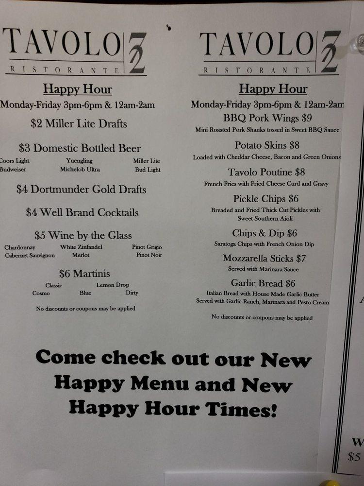 Menu at Tavolo 72 restaurant, Middleburg Heights