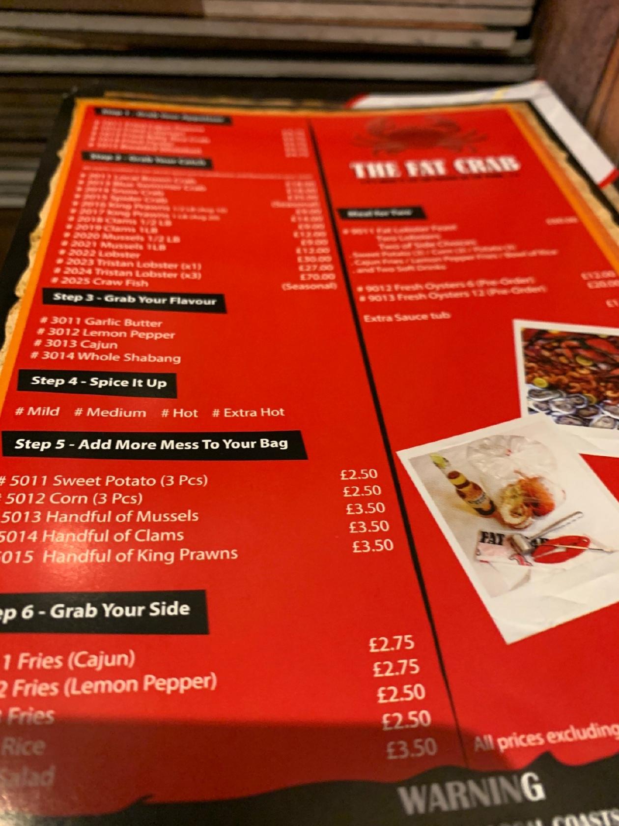 Menu at The Fat Crab Surrey restaurant, Worcester Park, 561 London Rd