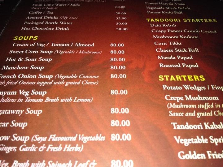 Menu at Vrindavan Restaurant, Chennai