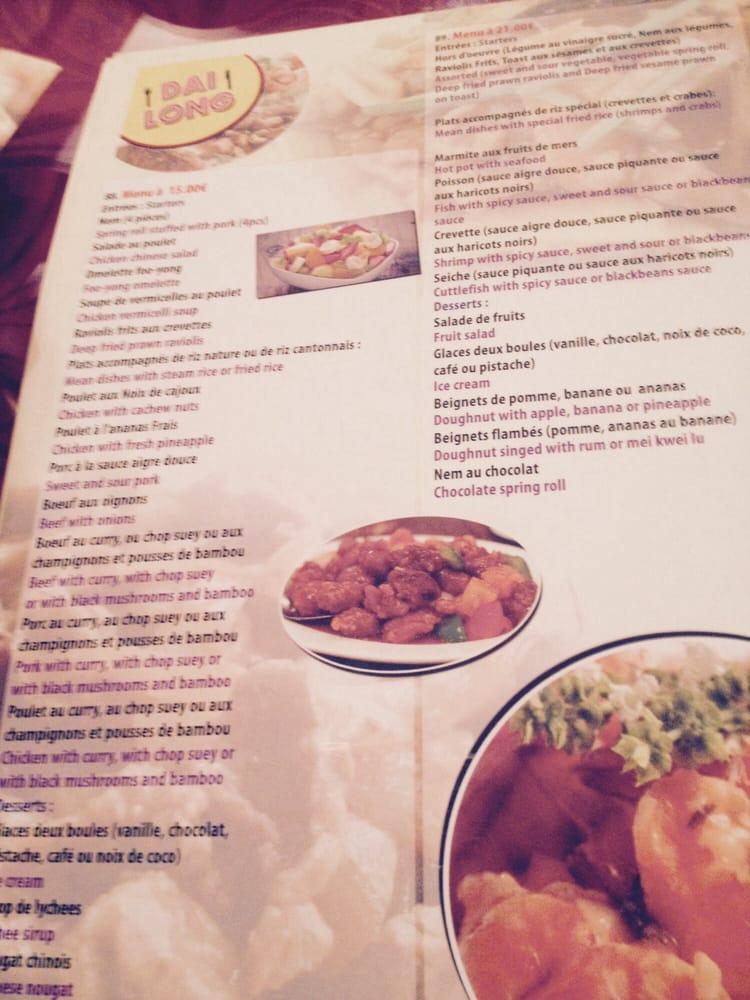 Menu at Dai Long restaurant, Nice
