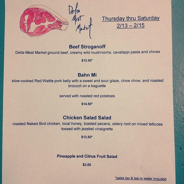 Menu at Delta Meat Market restaurant, Cleveland
