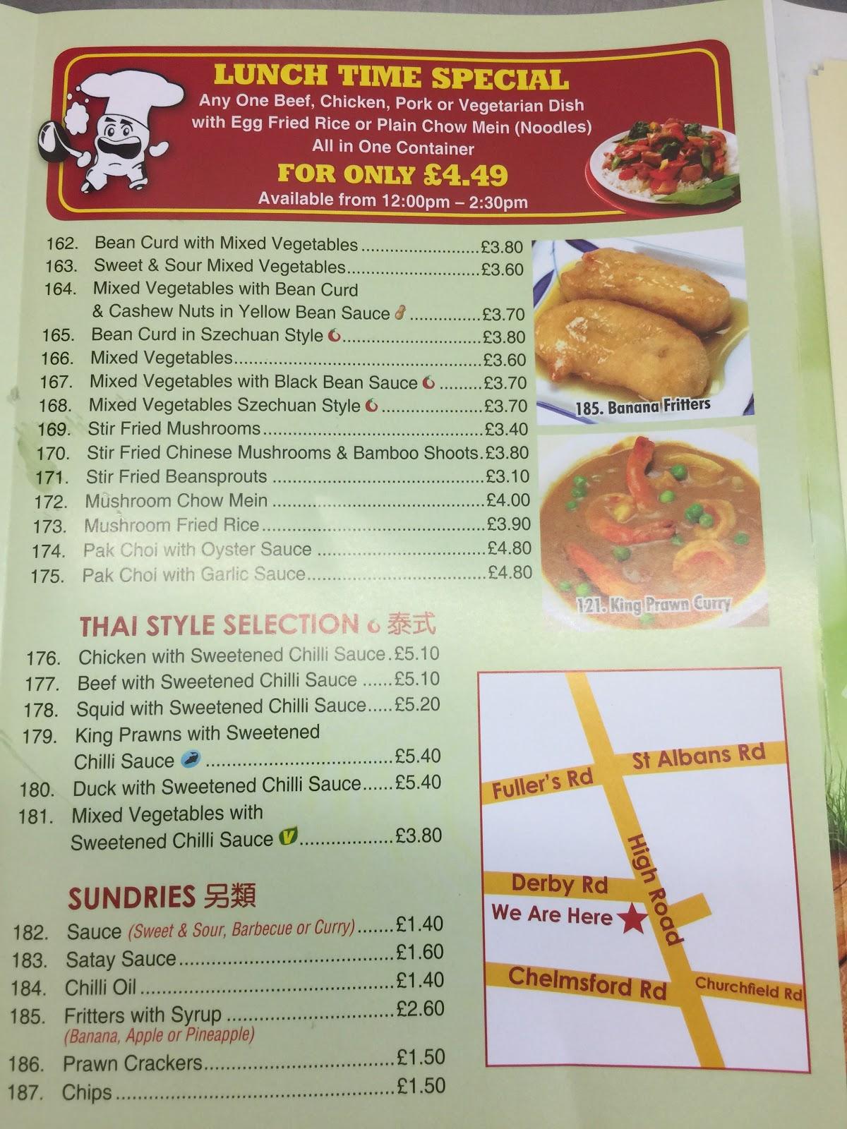 Menu at Oriental Chef fast food, London, 235 High Rd