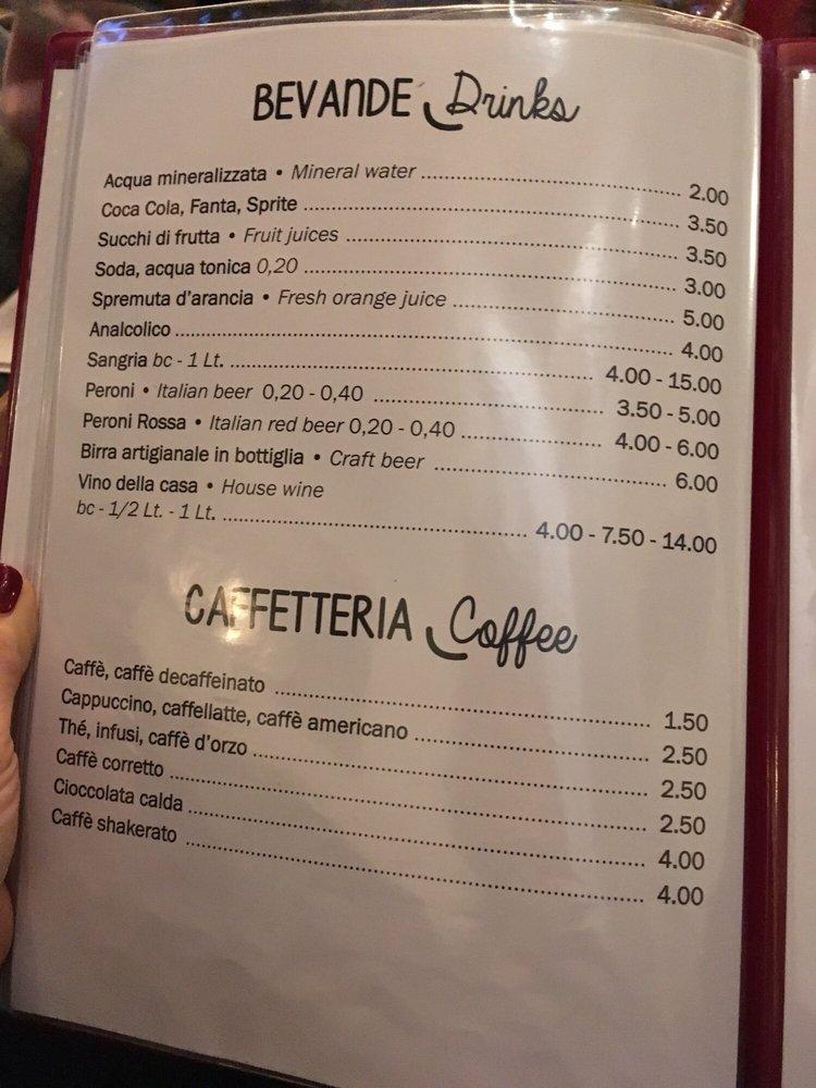 Menu at Saltimbocca ristorante, Rome