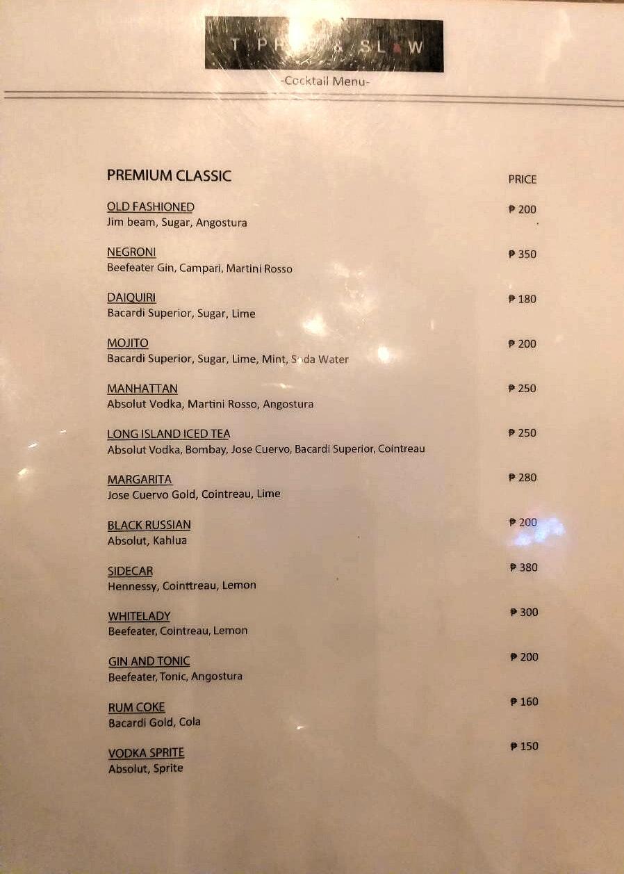 Menu at Tipple & Slaw pub & bar, Taguig