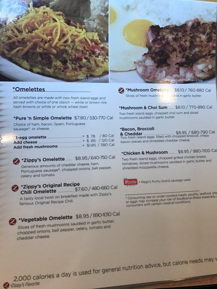 Menu at Zippy's Pearl City fast food, Pearl City, 806 Kamehameha Hwy
