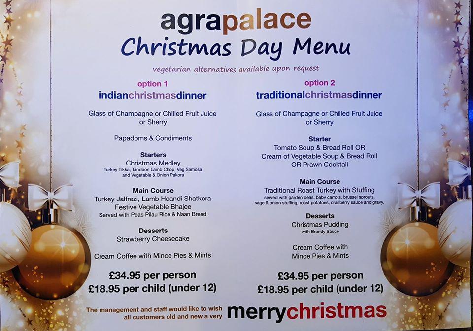 Menu at Agra Palace restaurant, Nuneaton