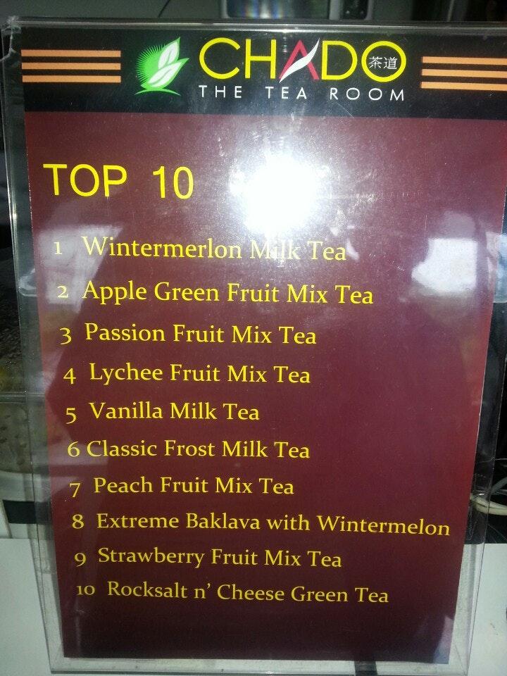 Carta del café Chado The Tea Room, Taguig