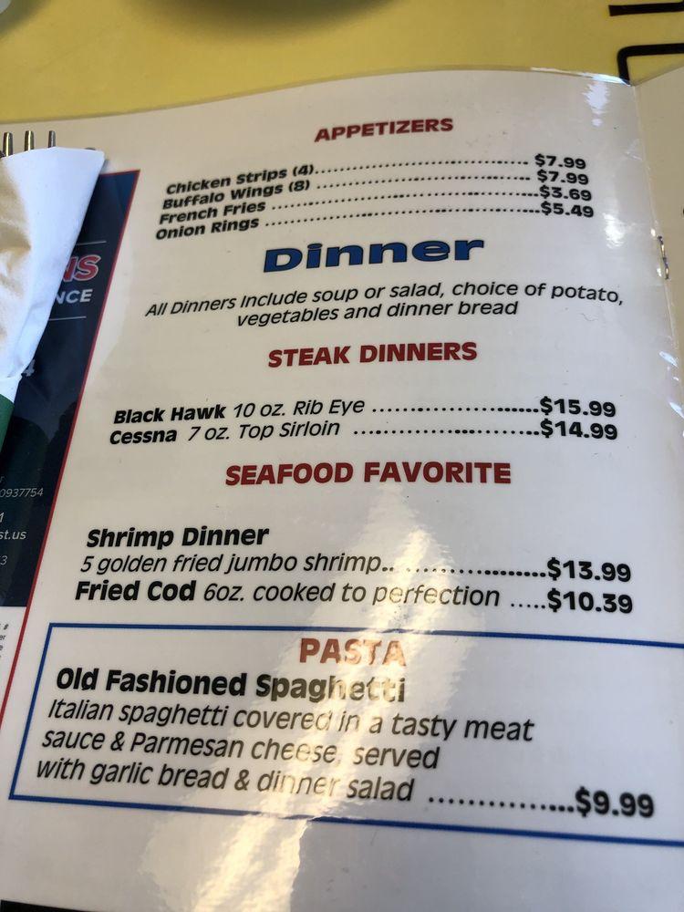Menu at Crosswinds Restaurant, Payson