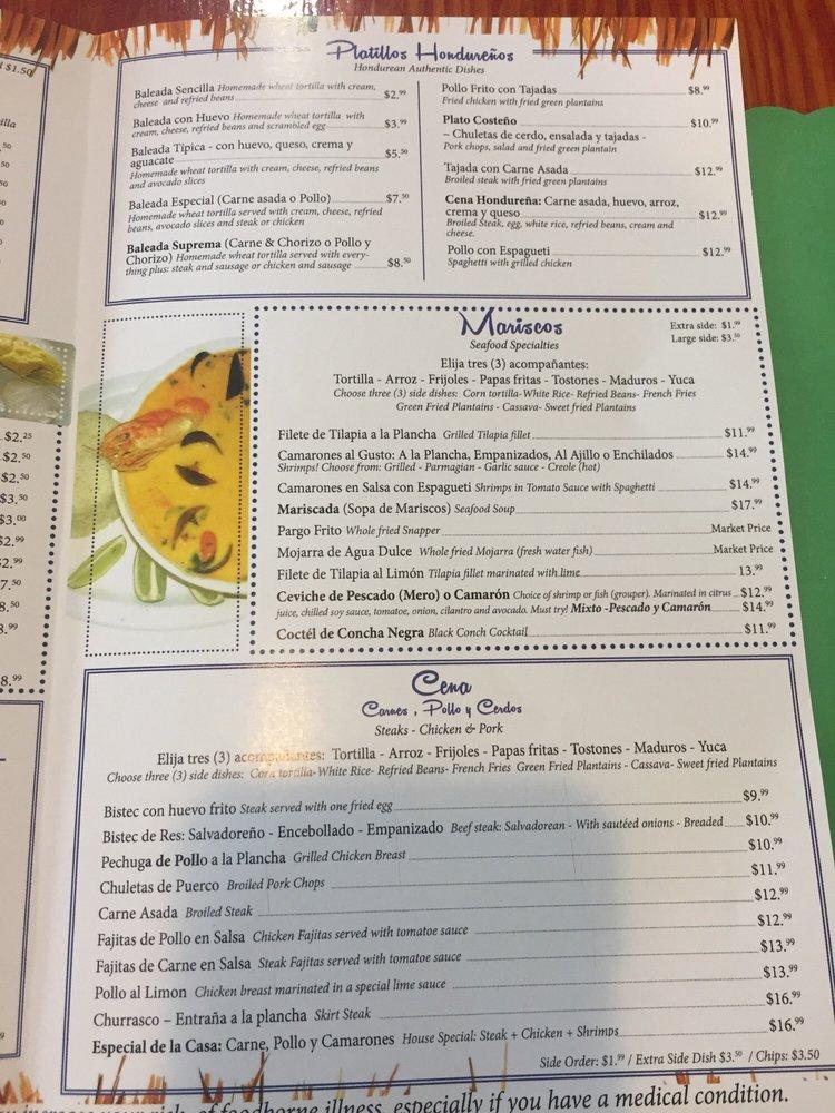 Menu at El Tipico Guanaco Restaurant and Cafe, Hollywood, Pines Blvd