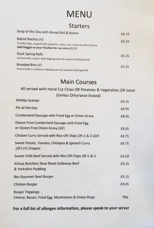 Menu at Graham Arms Inn pub & bar, Rockcliffe