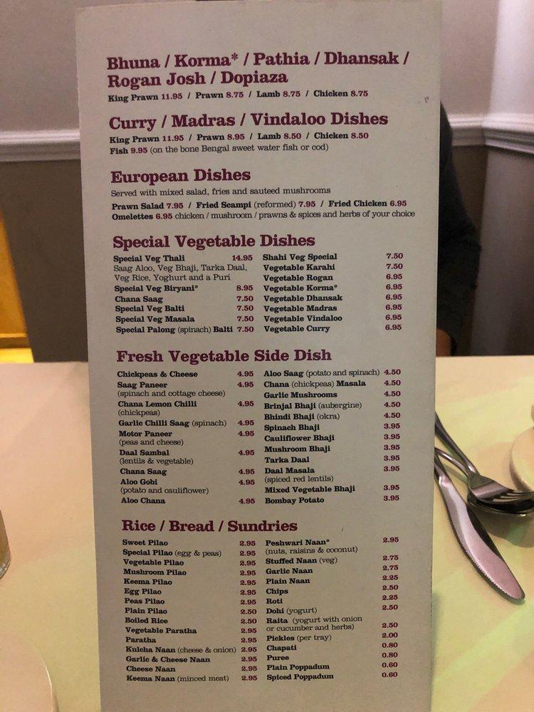 Menu at Lal Quila restaurant, York