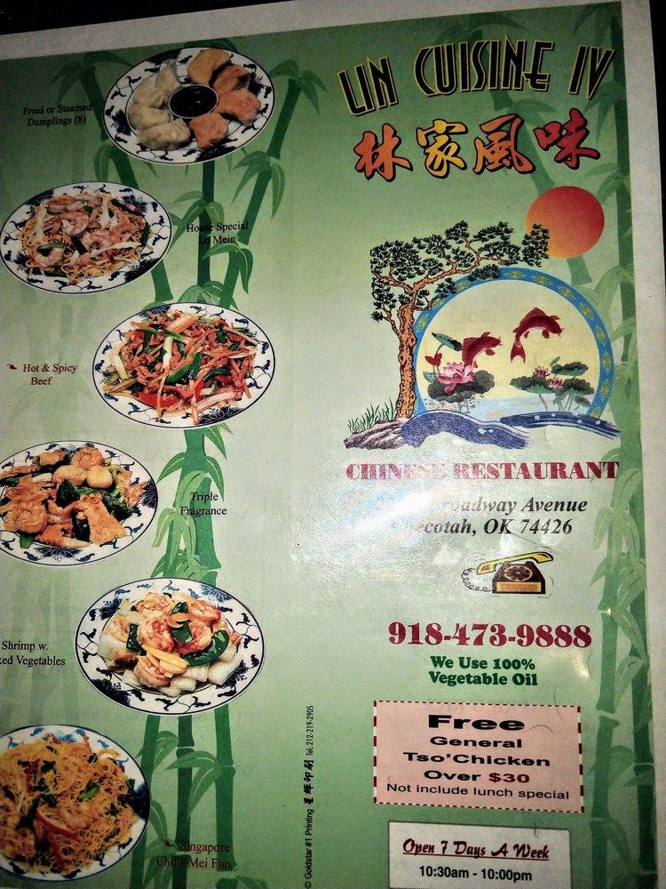 Menu at Lin Cuisine IV restaurant, Checotah