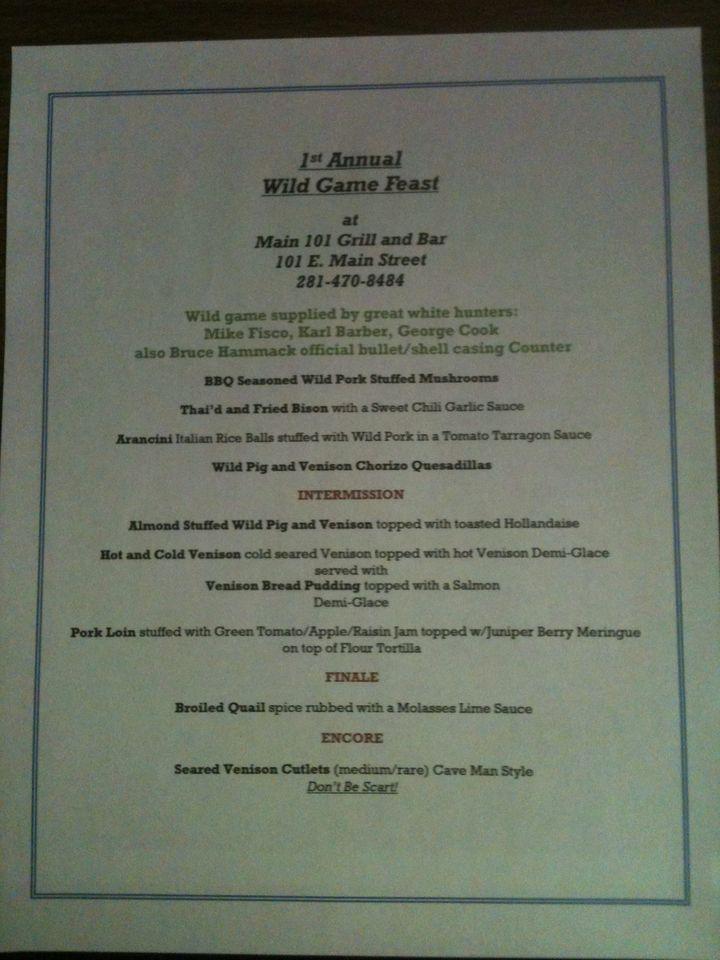 Menu at Main 101 Grill and Bar, La Porte