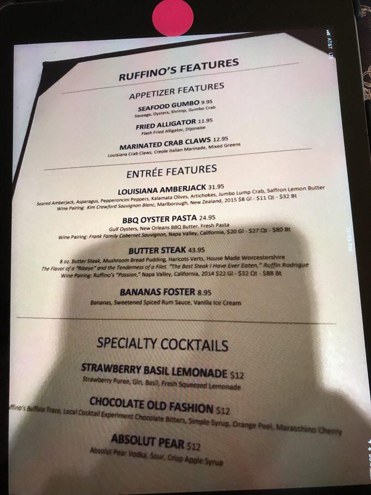 Menu at Ruffino's Italian Restaurant, Baton Rouge, Highland Rd