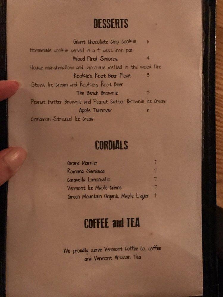 Menu at The Bench pub & bar, Stowe