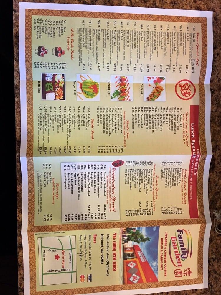 Menu at Family Garden restaurant, Richland