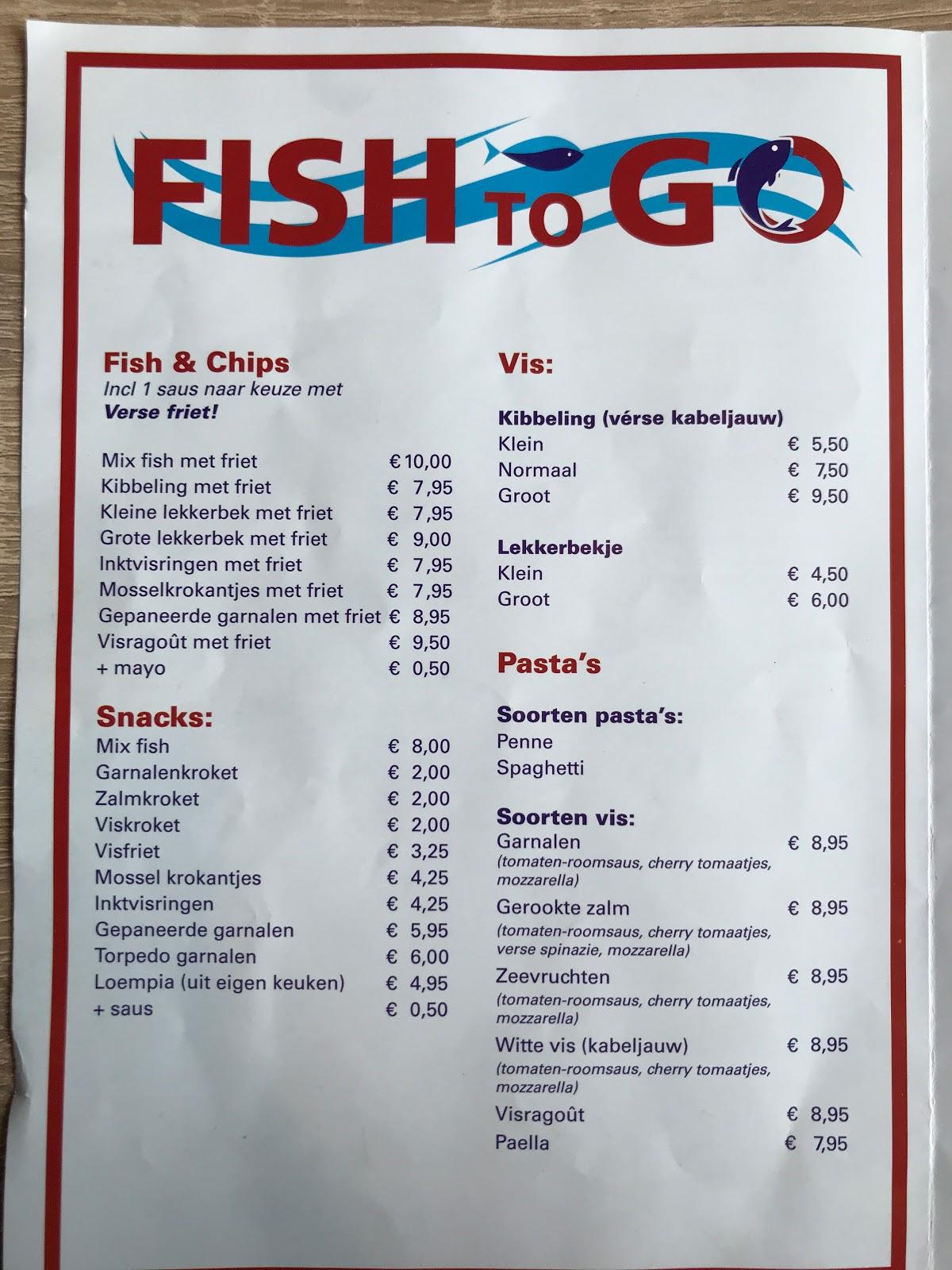 Menu at Restaurant Fish To Go seafood & more…, Weert
