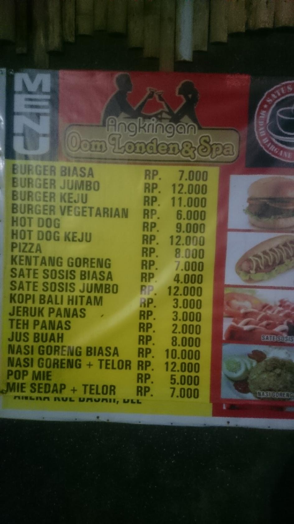 Menu at Angkringan Om Londen & SPA restaurant, Kintamani