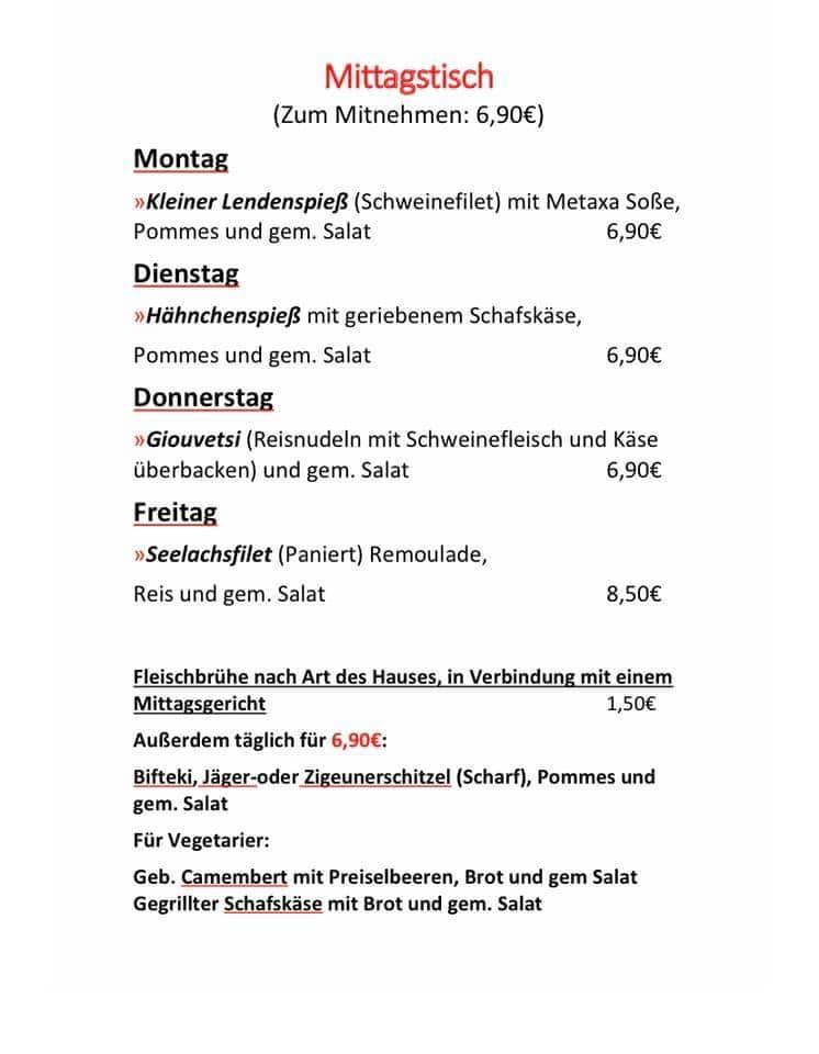Speisekarte von Beim Alex restaurant, Weinheim