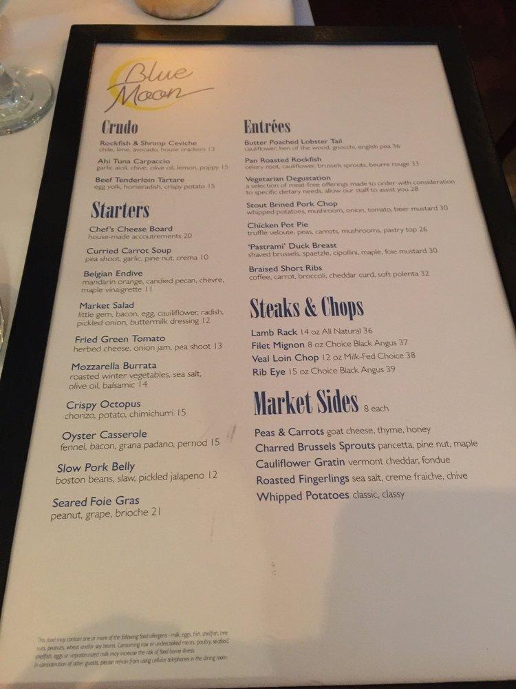 Menu at Blue Moon pub & bar, Rehoboth Beach, 35 Baltimore Ave
