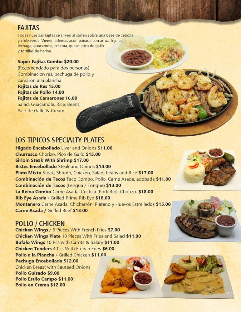 Menu at La Reina Cafeteria, Boston