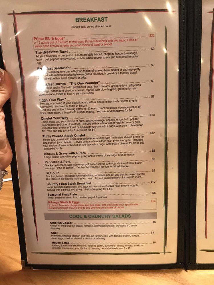 Menu at Palace Buffet restaurant, Biloxi