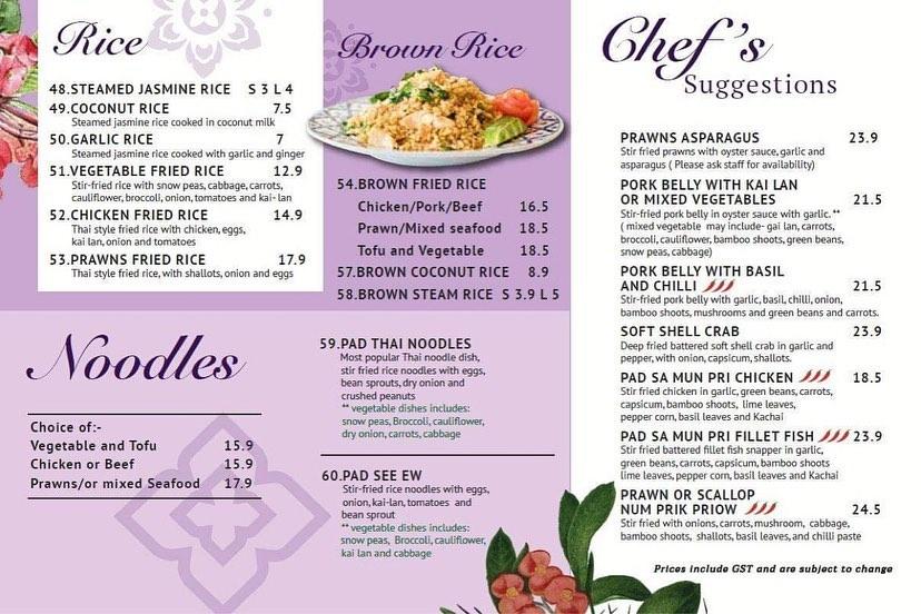 Menu at Thai Magik restaurant, Southport