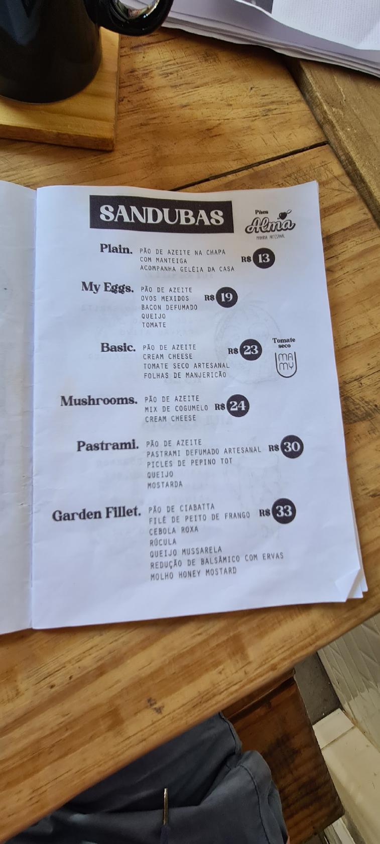Menu at ToT BAR, Piracicaba