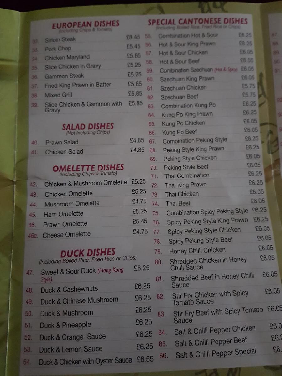 Menu at Golden City restaurant, Irvine