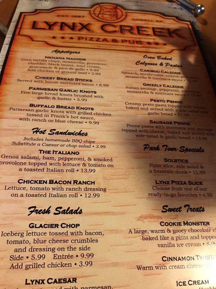 Menu at Lynx Creek Pizza pizzeria, McKinley Park, 6