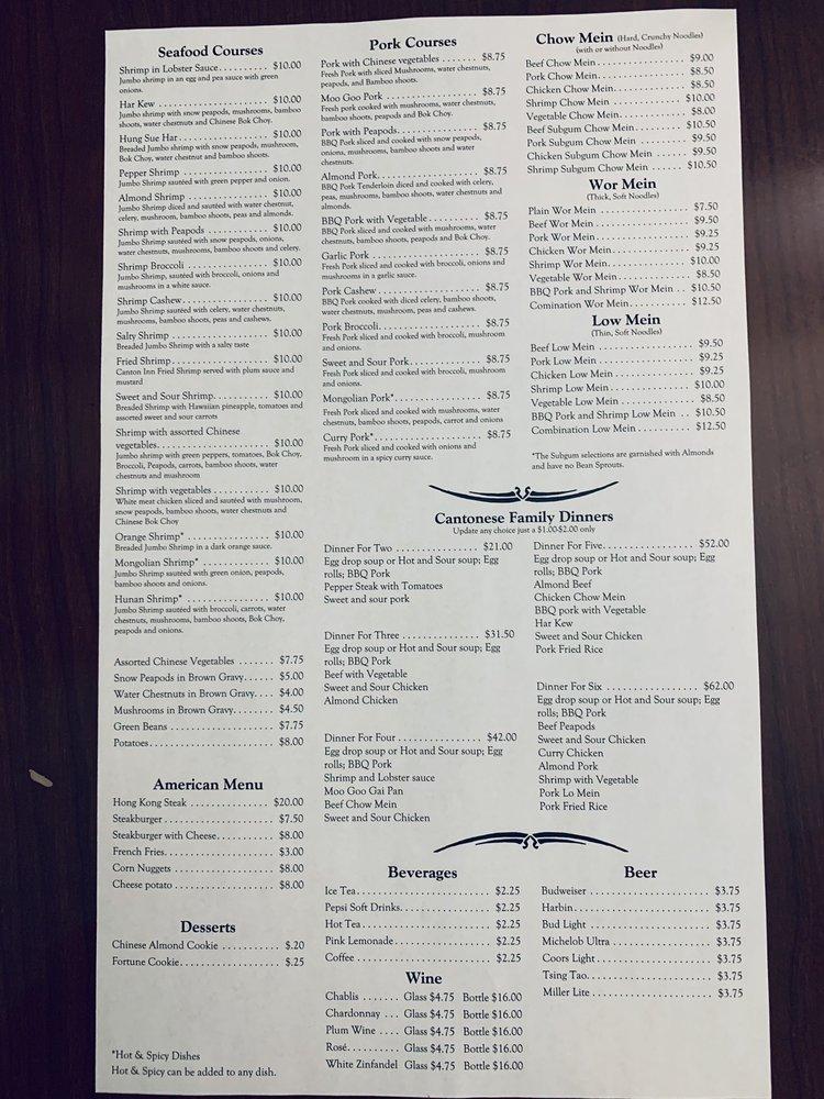 Menu at Canton Inn Restaurant, Evansville