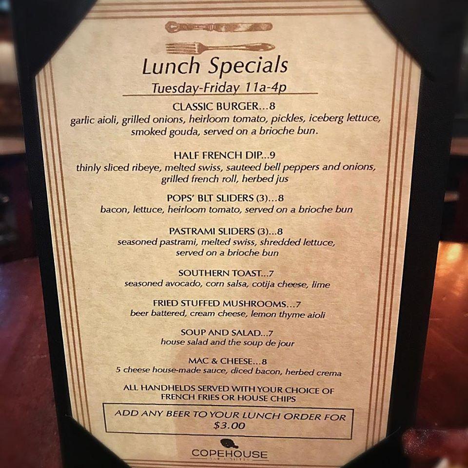 Menu at Copehouse Bar & Bistro, Redlands