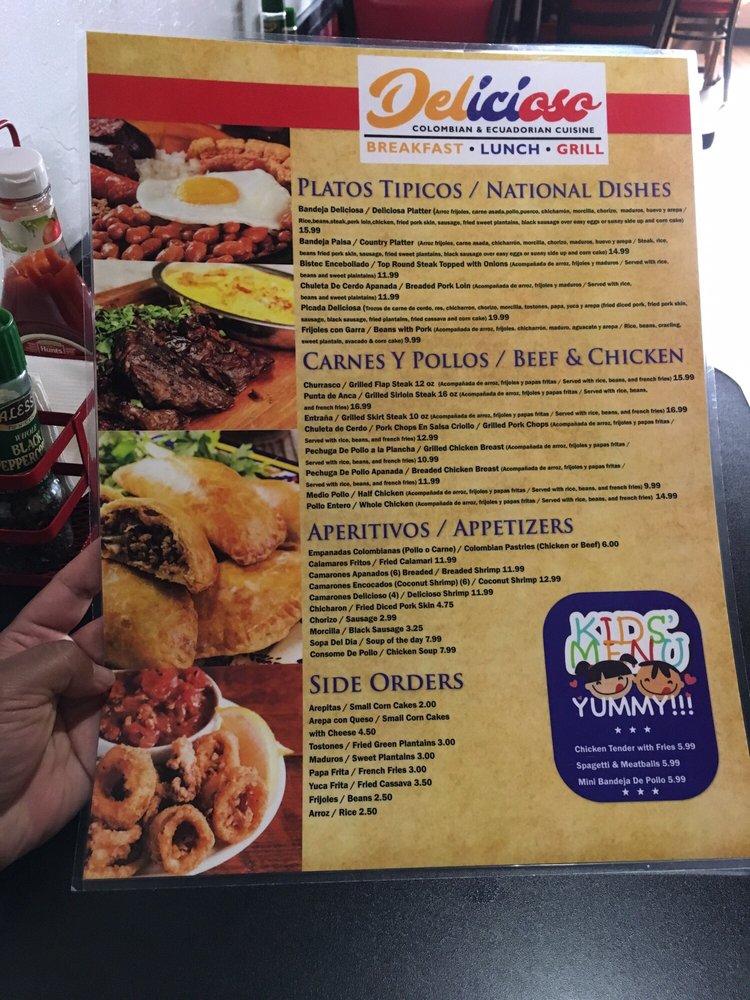 Menu at Delicioso restaurant, Longwood