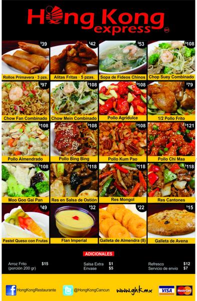 Carta del restaurante Hong Kong Express 510, Cancún, Av México Mza 35-Lt 8