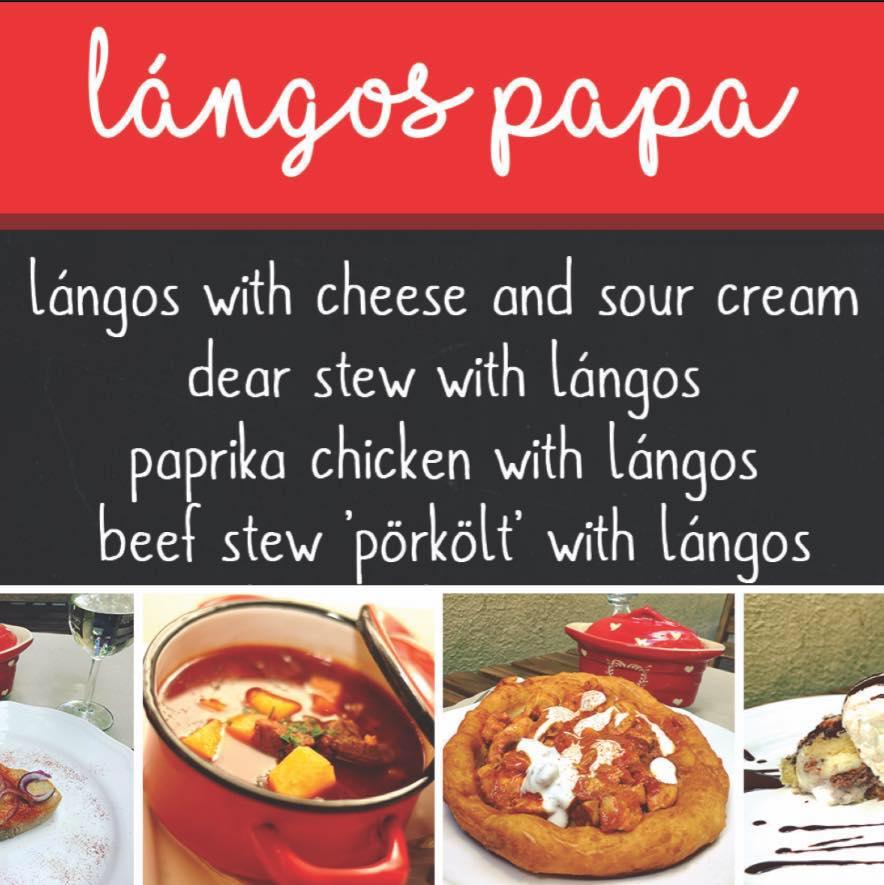 Menu at Lángos Papa restaurant, Budapest