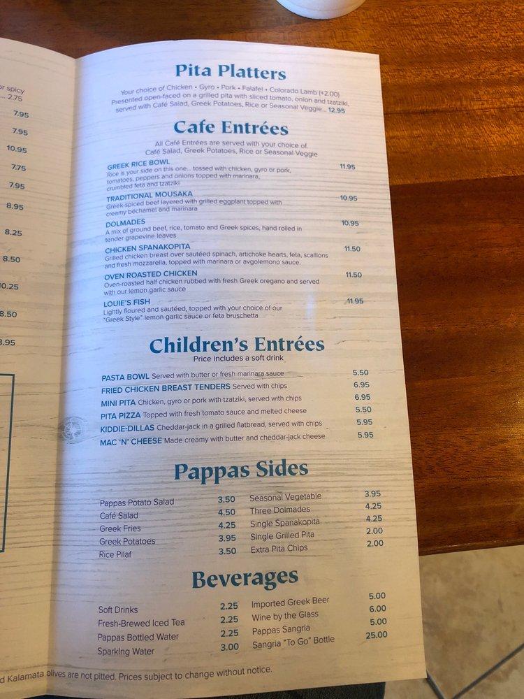 Menu at Louis Pappas Fresh Greek Lakeside restaurant, Lakeland