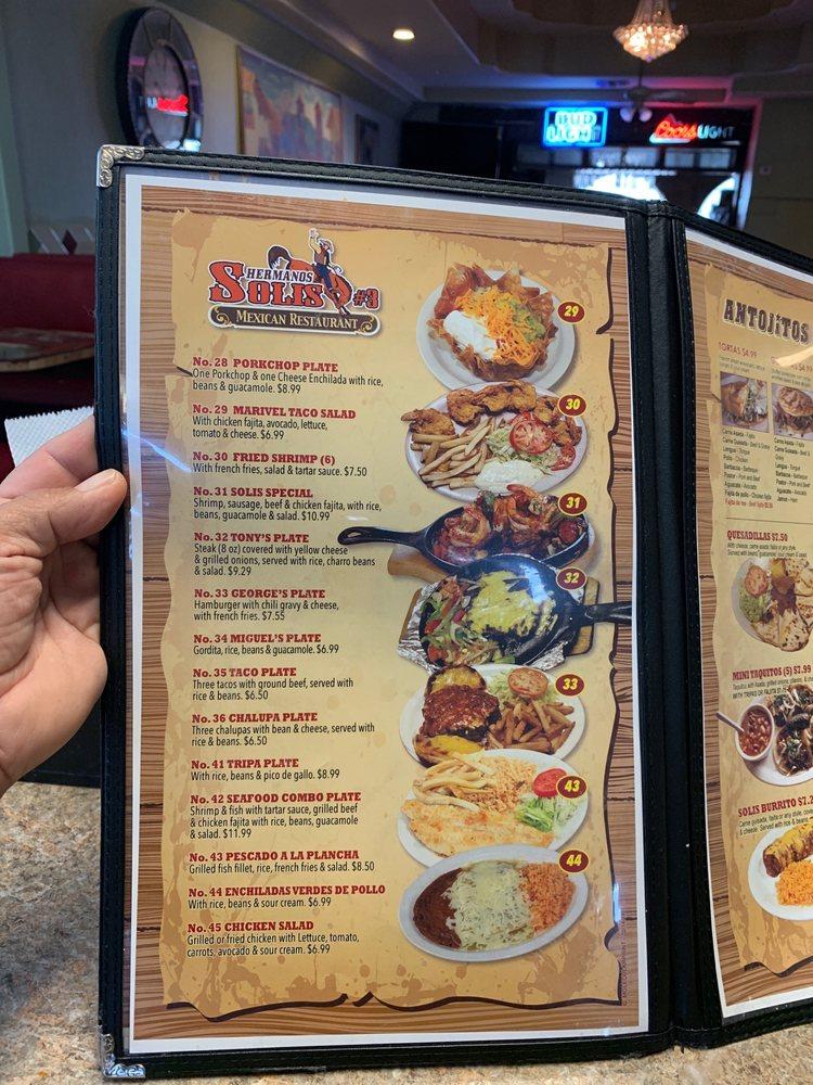Menu at Hermanos Solis restaurant, Corpus Christi, 5409 Leopard St